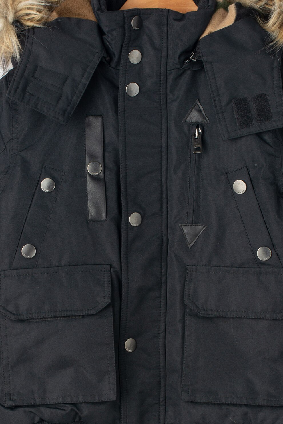 Diesel, Geaca cu vatelina si gluga Jifro, Negru, 144 CM Standard - eMAG.ro