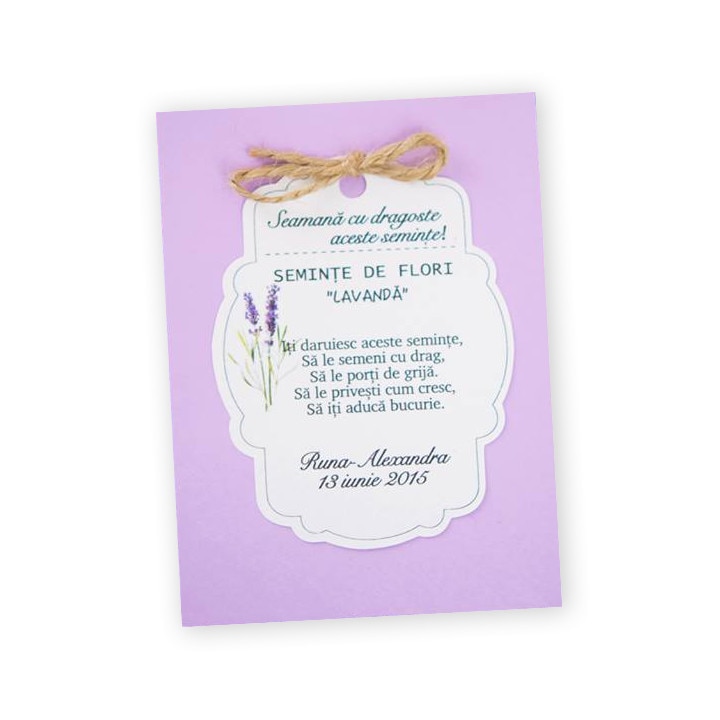 Marturie de nunta plic cu seminte de Lavanda personalizat - eMAG.ro