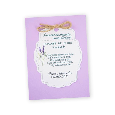 Marturie de nunta plic cu seminte de Lavanda personalizat - eMAG.ro