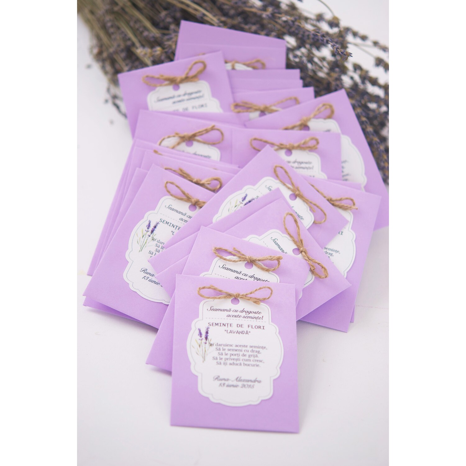 Marturie de nunta plic cu seminte de Lavanda personalizat - eMAG.ro