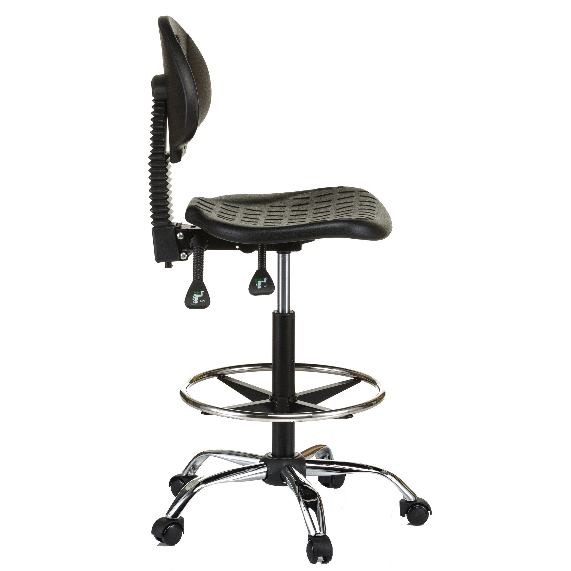 Scaun laborator QMOBILI 1290 EXT ALPHA Negru, suport picioare, sezut si ...