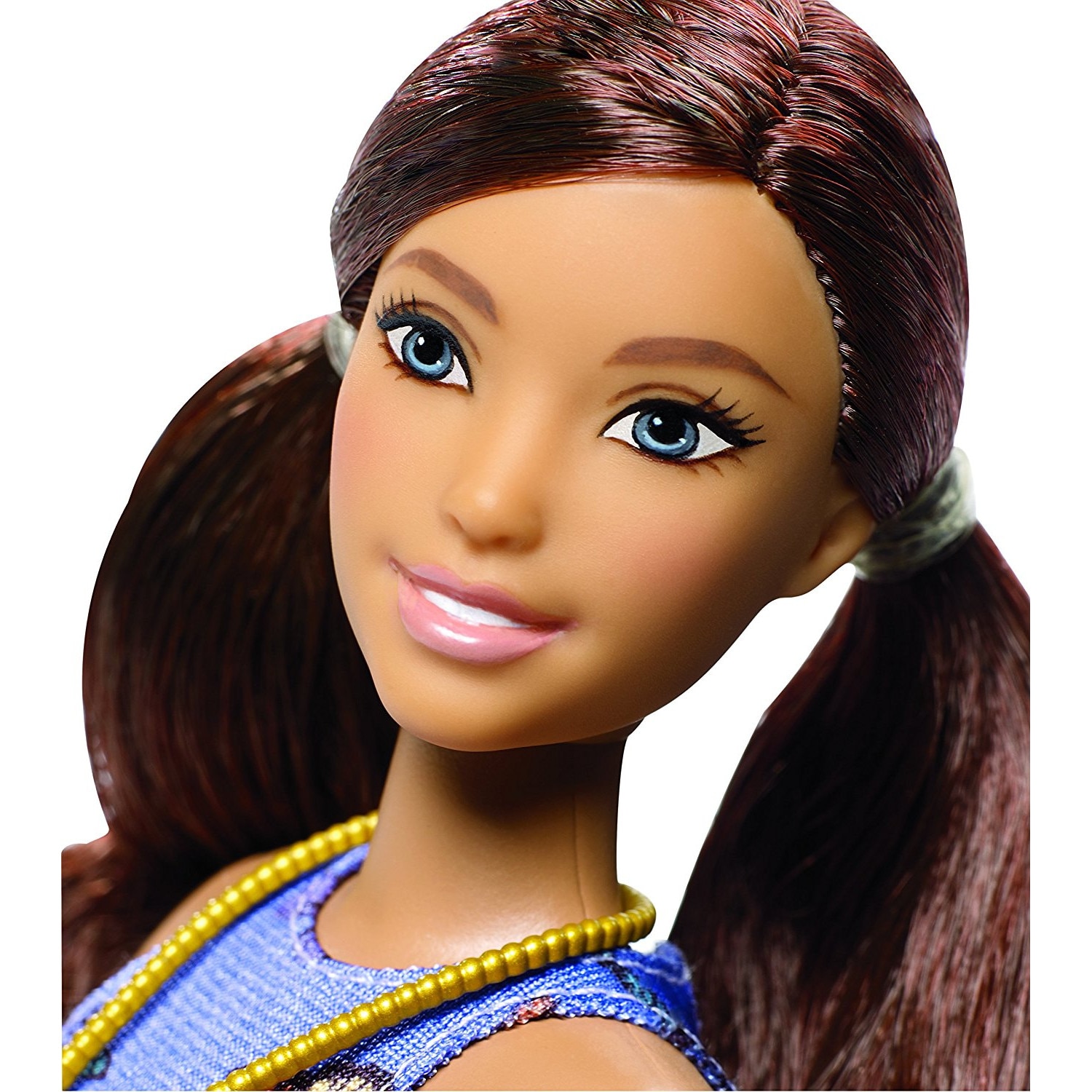 Papusa Mattel Barbie Fashionistas cu rochita mov cu fluturasi, lantisor ...
