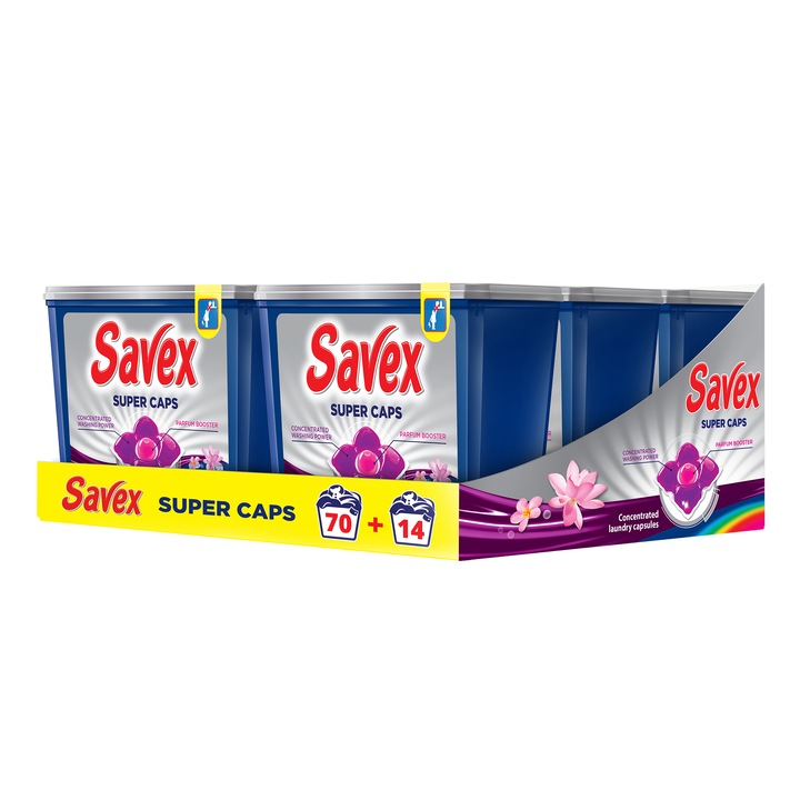 Капсули за пране SAVEX Super Caps 2in1, Color, 70+14 изпирания - eMAG.bg