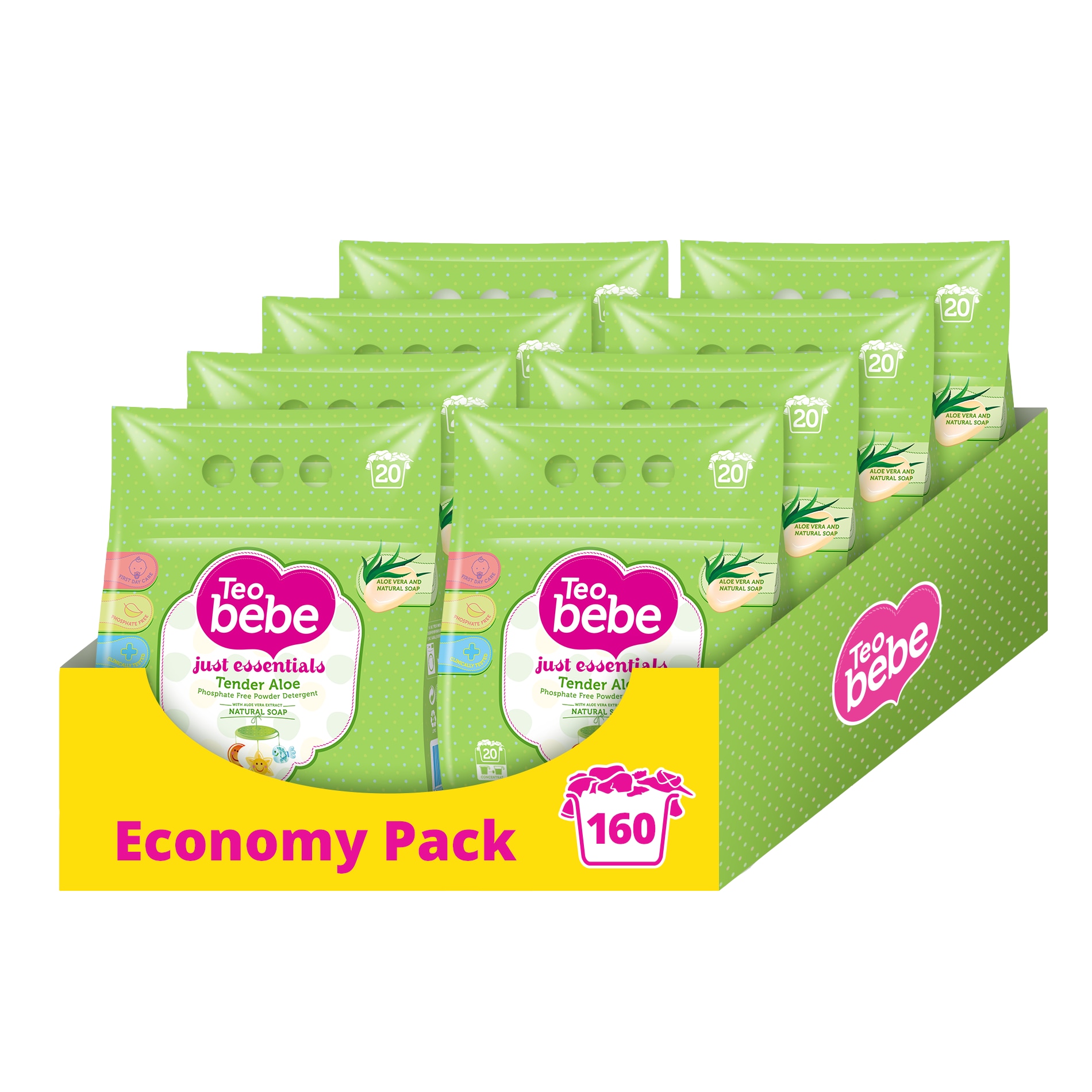 Detergent automat Teo Bebe Just Essentials Aloe Vera 8x1,5 kg - eMAG.ro