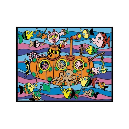 Plansa de colorat pe catifea „Submarin”, COLORVELVET, 37 x 28 cm - eMAG.ro