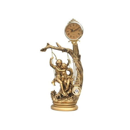 Statueta fata si baiat in leagan si ceas cu pendul 37x73 cm - eMAG.ro