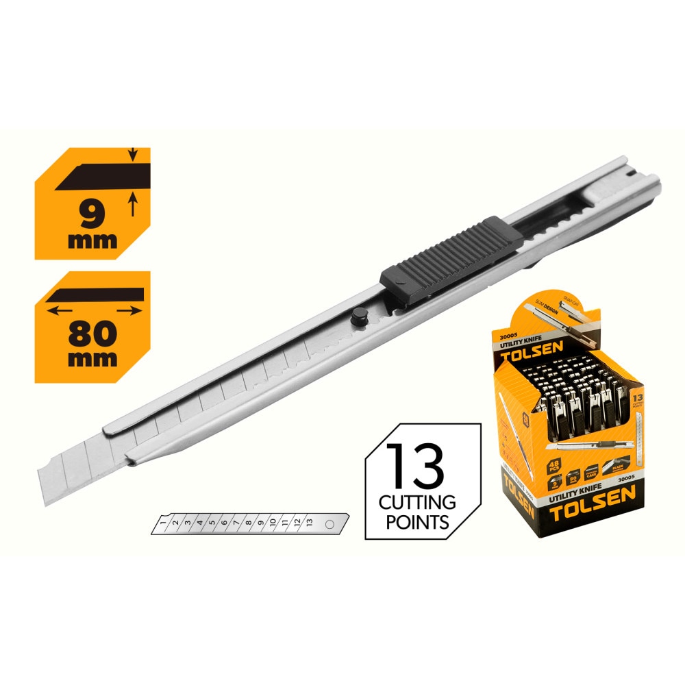Cutter cu lama cu clic 9x80 mm inox, Tolsen - eMAG.ro