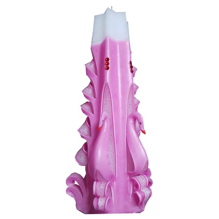 Lumanare sculptata manual, lebede mari,roz - eMAG.ro