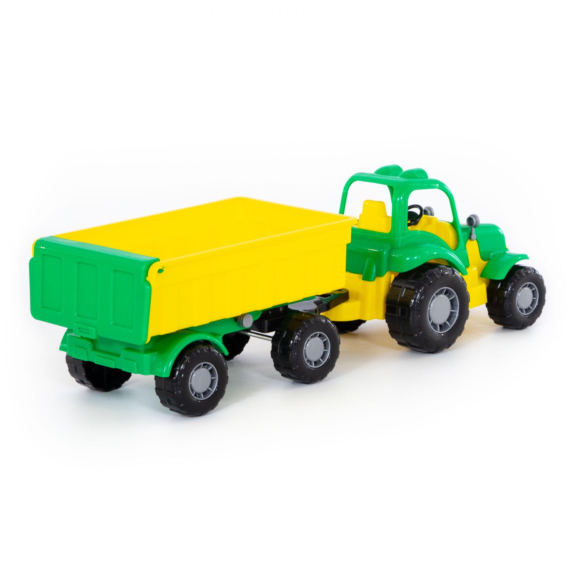 Tractor POLESIE HARDY cu remorca Nr.1, culoare Verde/Galben/Negru ...