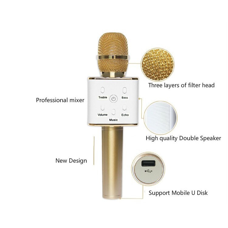 Microfon tip wireless cu sistem karaoke si boxe, suport Bluetooth 4.1 ...