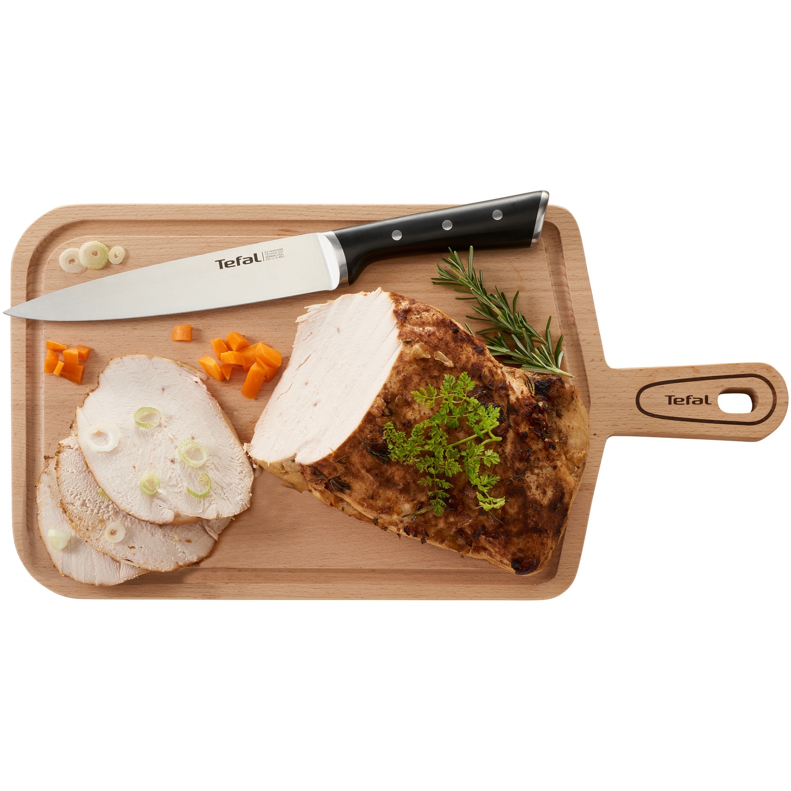 Cutit pentru feliat Tefal Ice Force, lama 20 cm, inox, maner plastic ...