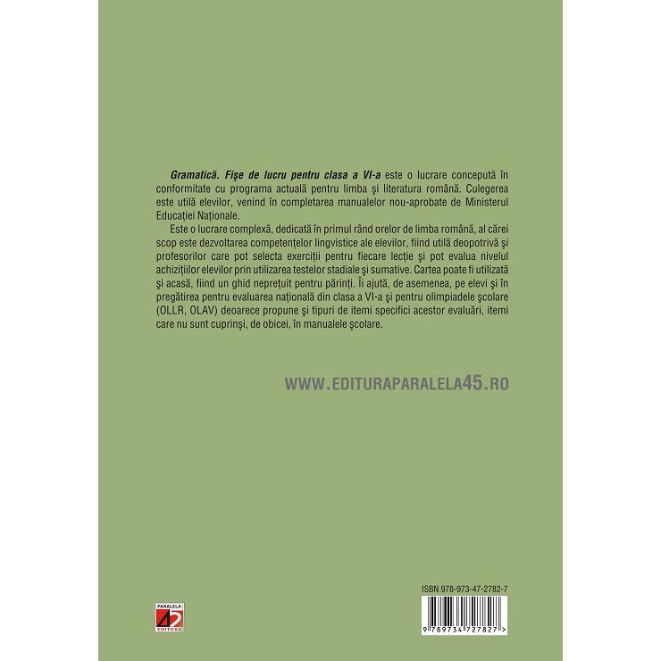 Gramatica. Fise de lucru, clasa VI-a, 2018-2019, Eliza Mara Trofin ...
