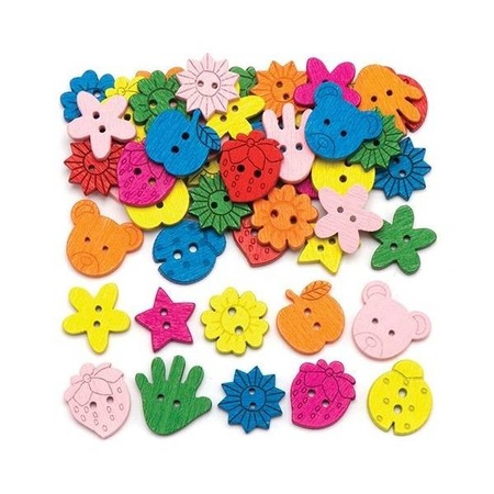 Set 100 de nasturi din lemn colorati - Baker Ross - eMAG.ro