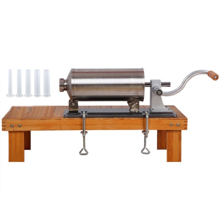 Aparat de umplut carnati orizontal ( carnatar ), inox, 6kg, 5 palnii ...