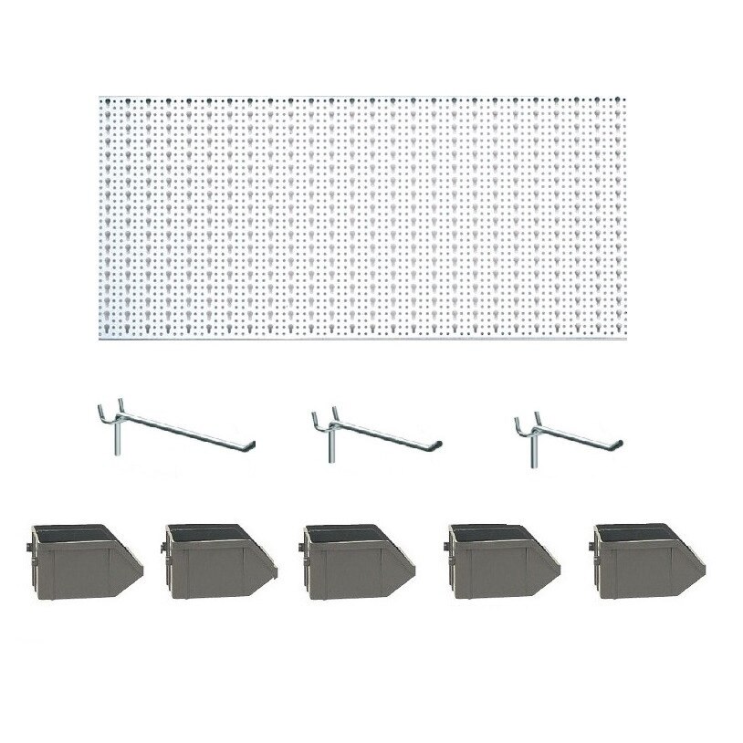 Panou perforat orizontal alb, 1000x500 mm cu set accesorii, B1-1 - eMAG.ro