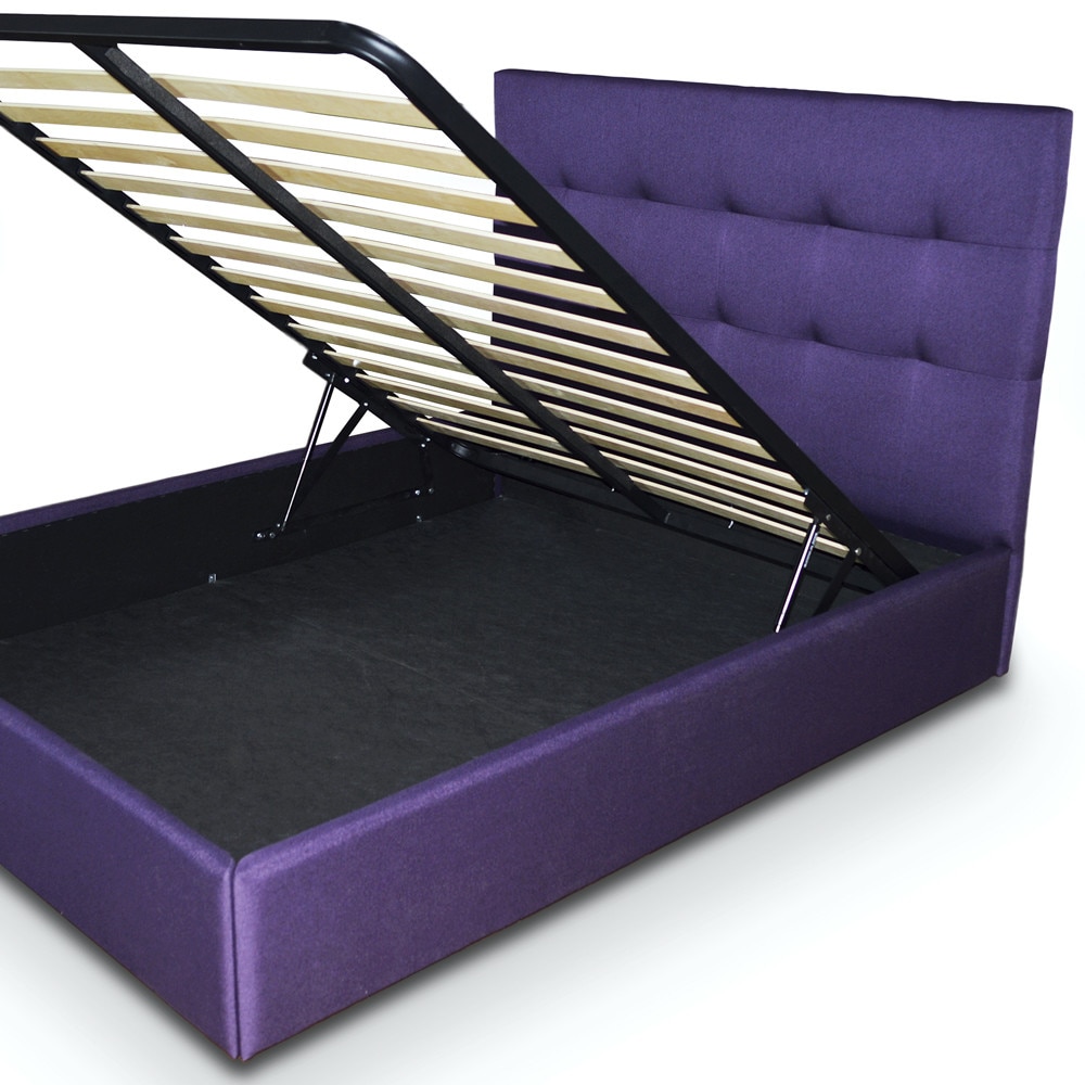 Pat tapitat Terano, material textil, somiera rabatabila inclusa ...