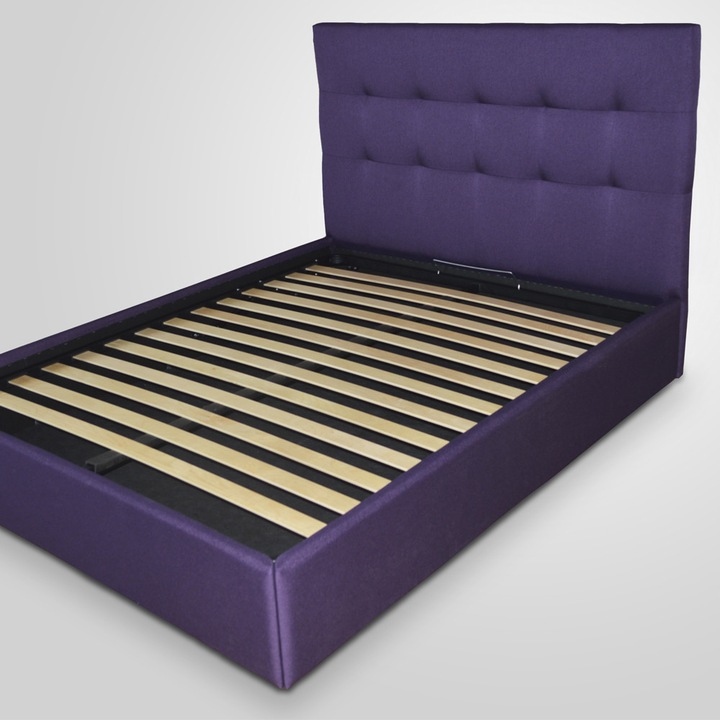 Pat tapitat Terano, material textil, somiera rabatabila inclusa ...