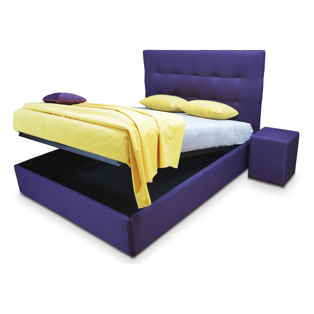 Pat tapitat Terano, material textil, somiera rabatabila inclusa ...