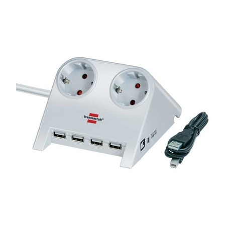 Priza multipla desktop, 2P, 1.8m, 4 x USB, Brennenstuhl - eMAG.ro