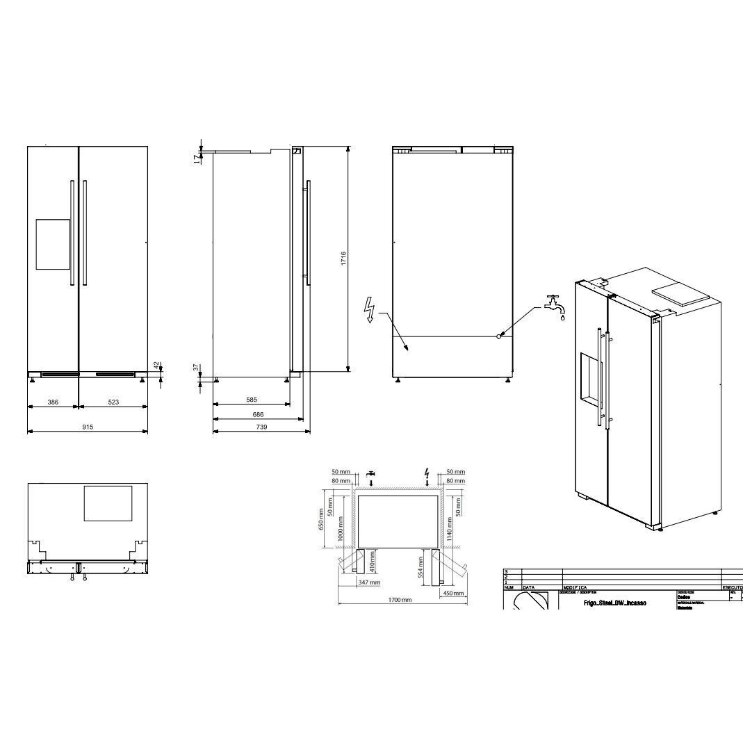 Side by Side incorporabil Steel Genesi GFRB9, Clasa A+, 543L, No Frost ...