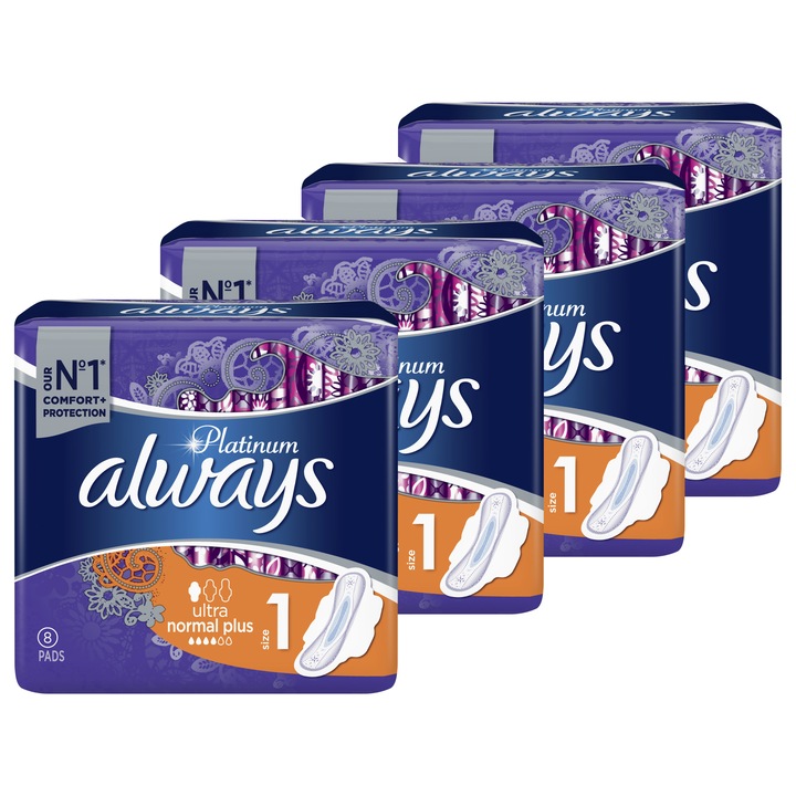 Pachet promo Always Platinum Normal, 4 X 8 bucati - eMAG.ro