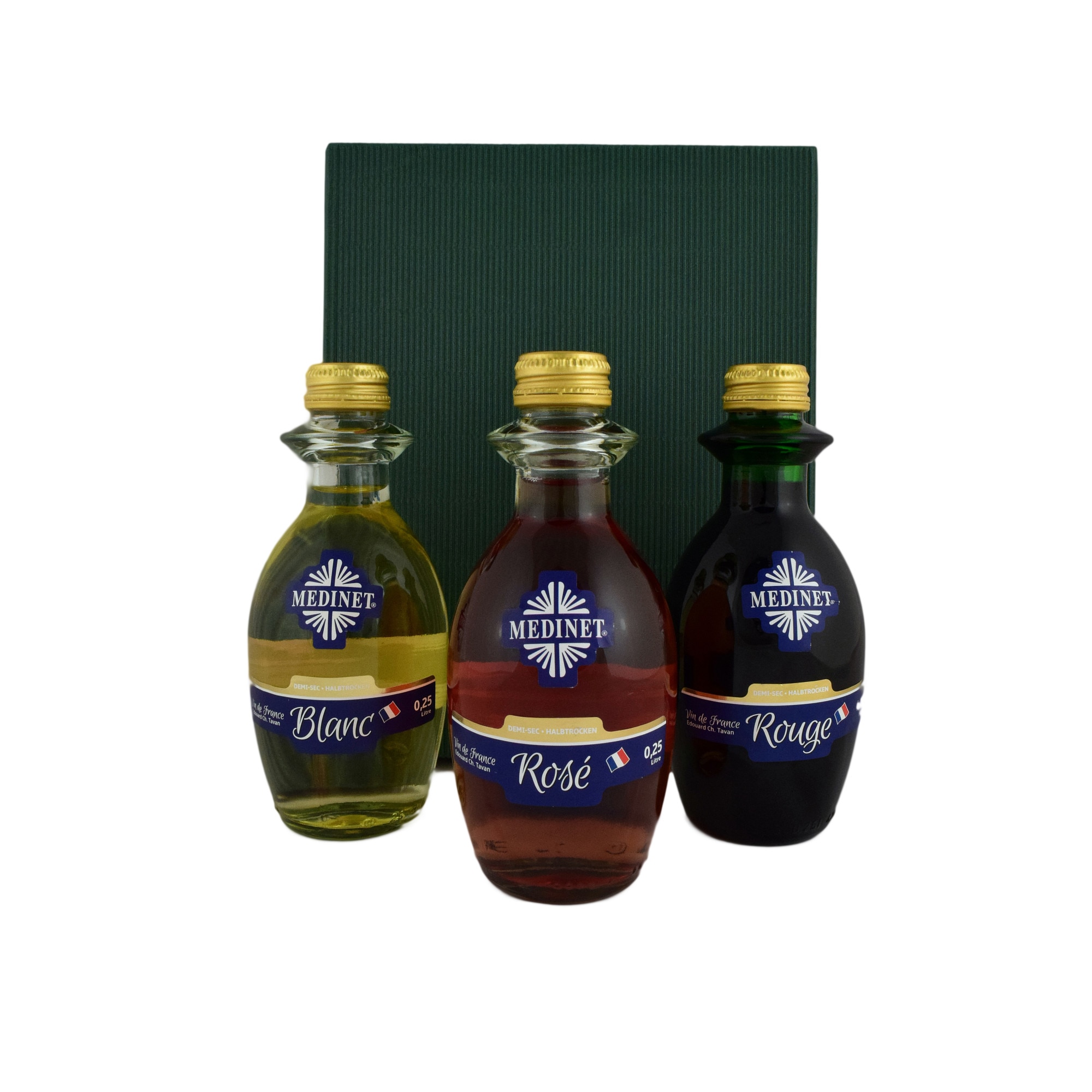 Комплект 3 бр. вино Medinet Blanc / Rose / Rouge 0.250 L в подаръчна ...