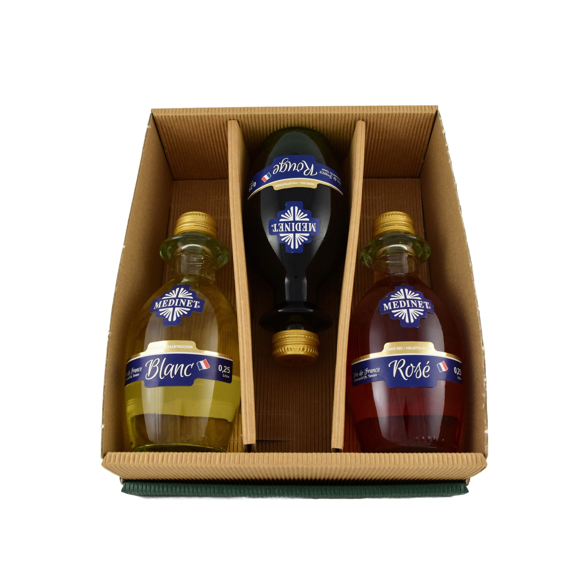 Комплект 3 бр. вино Medinet Blanc / Rose / Rouge 0.250 L в подаръчна ...