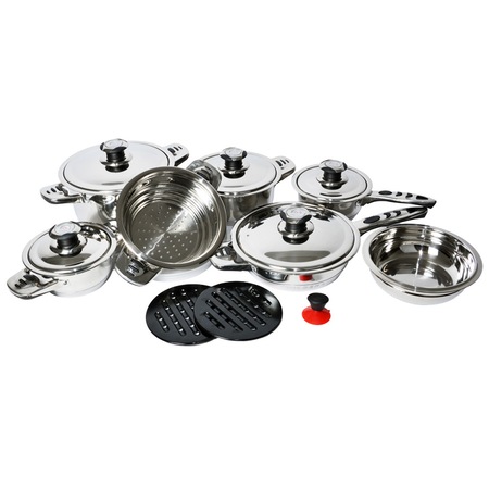 Set vase de gatit, 16 piese, set oale si tigai cu 3 x oala + 1 x tigaie ...