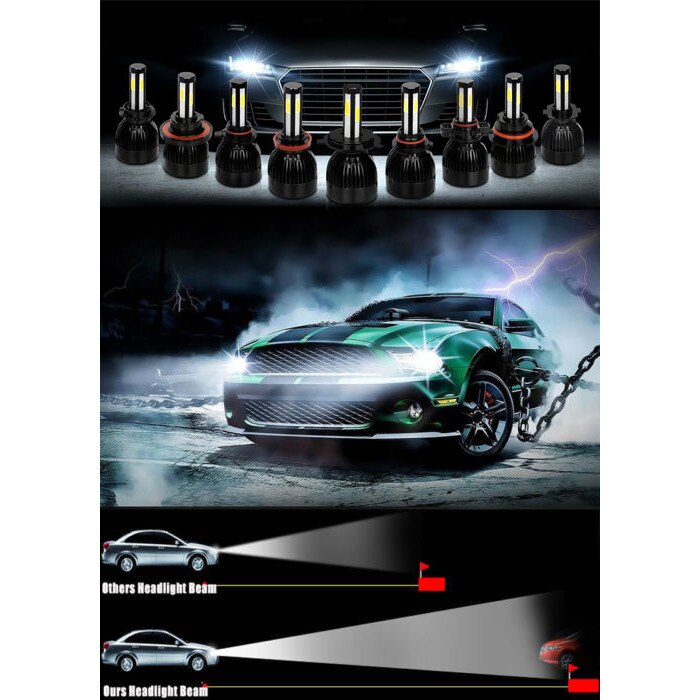 Bec cu led auto H9, Canbus, 6000K, 4000 lumeni, 4 fete luminoase/bec, 2 ...