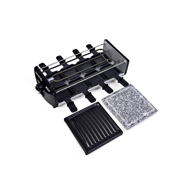 SOGO Elektromos Grill, Fém és Kő, raclette, 1200W, 8 serpenyő raclette ...
