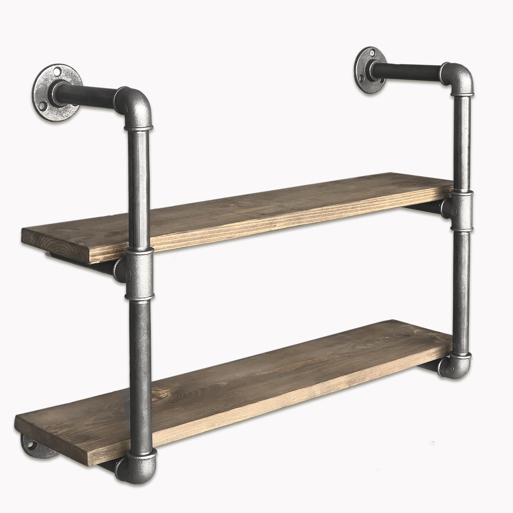 Raft perete din lemn masiv Evila Originals, 60 x 40 x 12 cm, Negru/Nuc ...