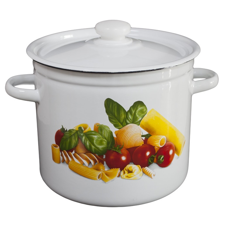 Oala emailata cu capac PASTA 7L otel carbon - eMAG.ro