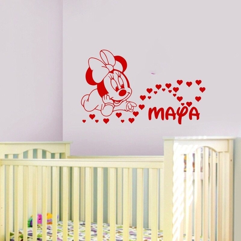 Sticker Personalizat cu Nume - SMAER - Minnie - 50cm x 30cm - Rosu ...