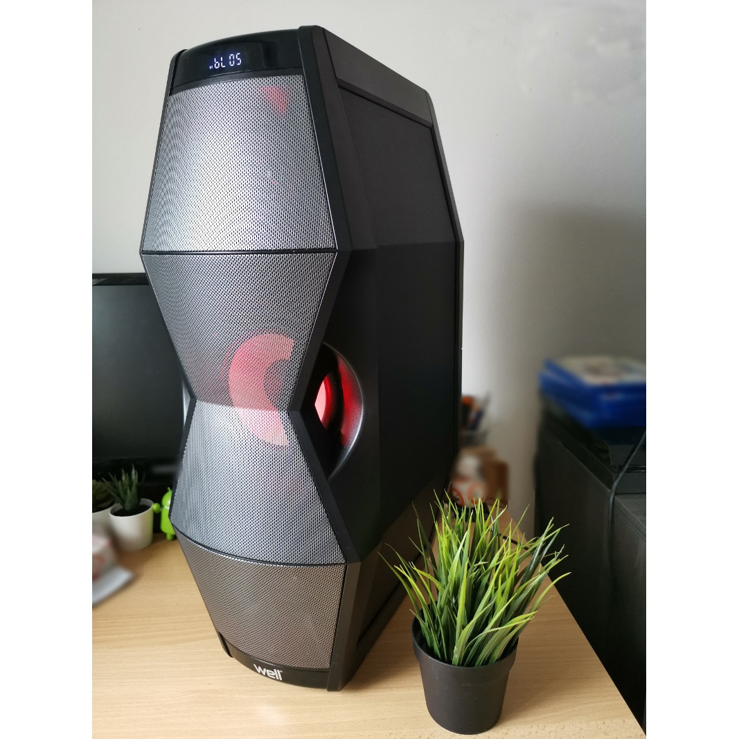 Boxa activa cu Bluetooth, putere 100W, 8 Ohmi, lumini disco incorporate ...