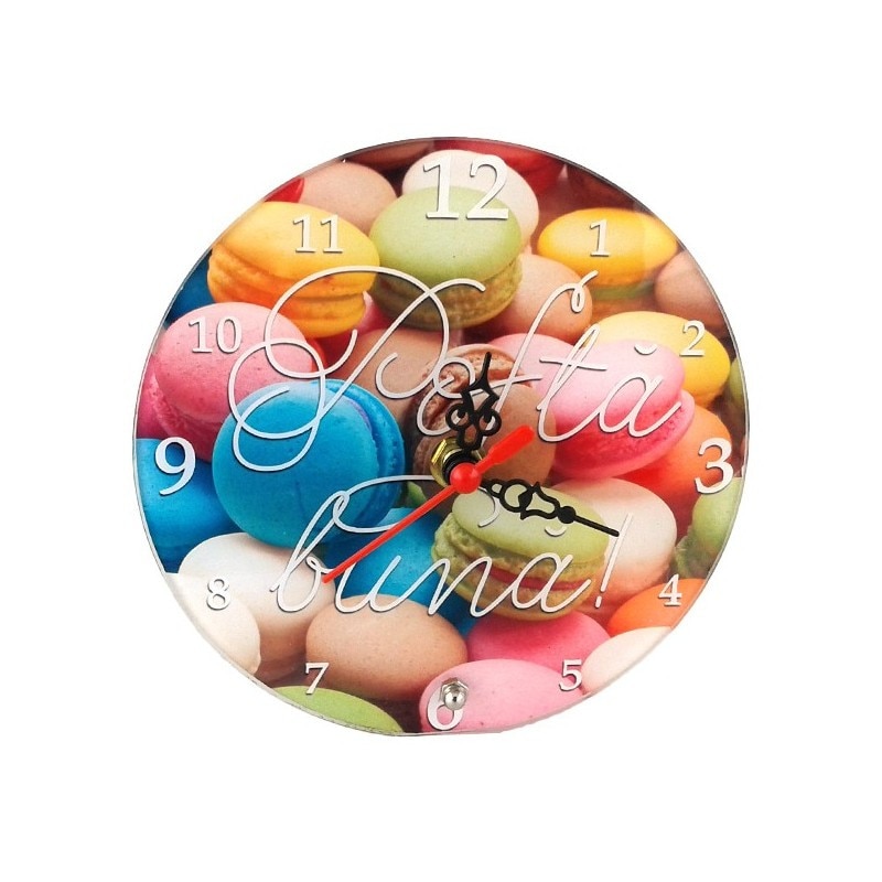 Ceas din sticla, cu text pofta buna 20 cm - eMAG.ro