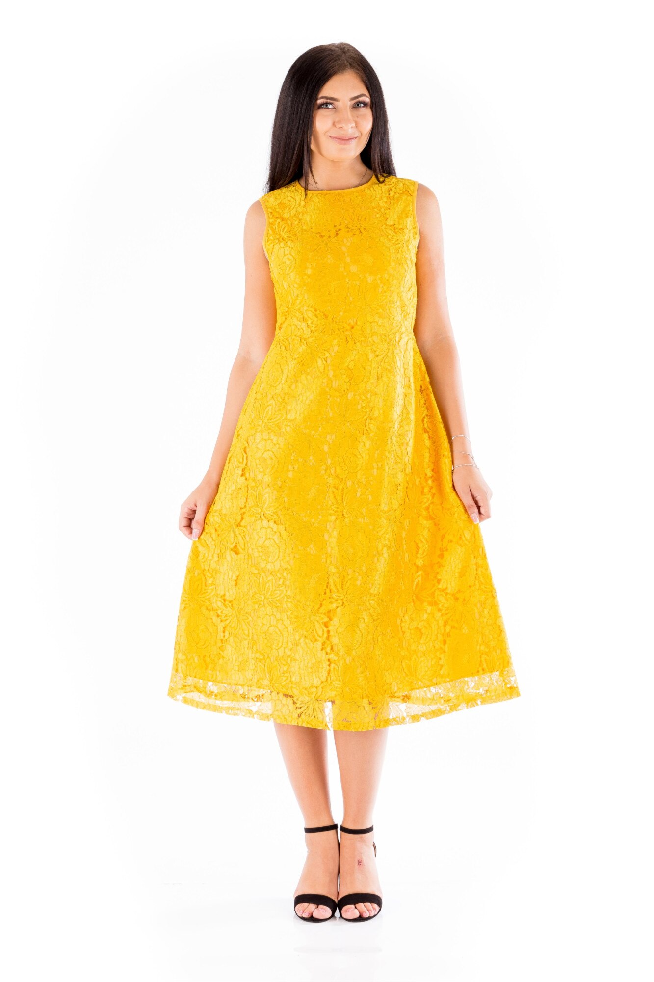 Rochie galbena midi de seara, 46 EU, WS852/09-18 - eMAG.ro