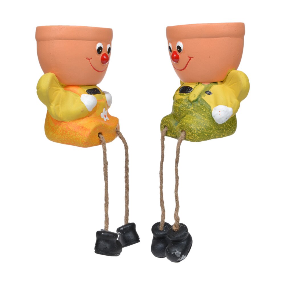 Ghiveci din ceramica, model pitic cu picioare din sfoara, mini-ghiveci ...