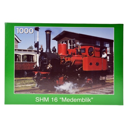 Puzzle 1000 piese, puzzle 685 x 480 mm, locomotiva rosie in gara ...