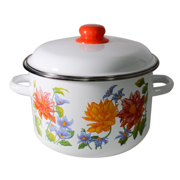 Oala emailata ruseasca TVETOCINAEA 5,5 L cu capac emailat MN012966 si ...