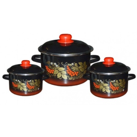 Cratita emailata ruseasca CERN.REABINA 5,5 L cu capac emailat cu ...