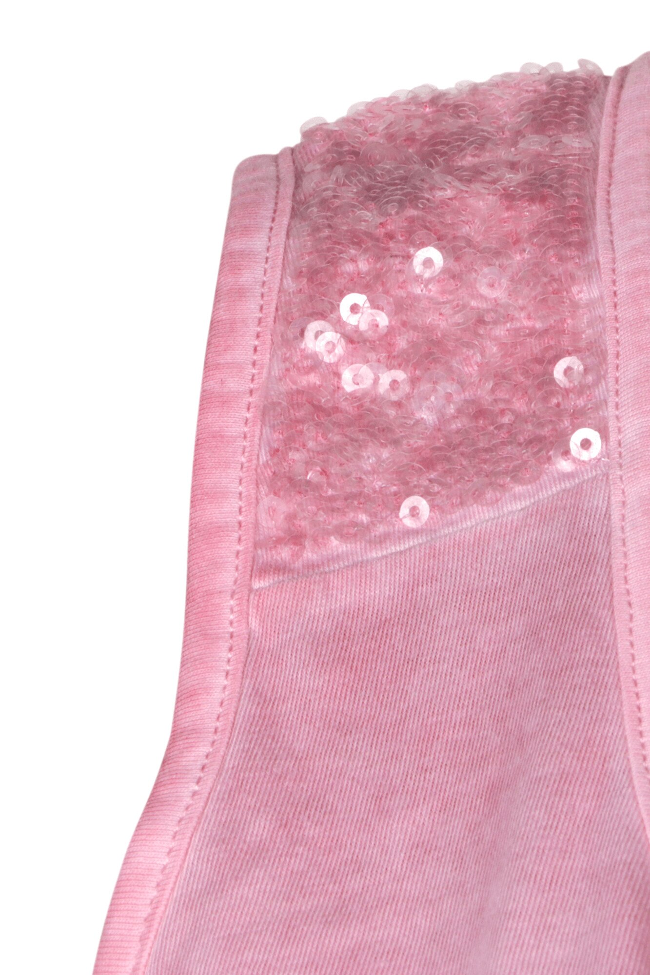 Top dama cu paiete Tchibo, decolteu rotund, bumbac BIO, Roz - eMAG.ro