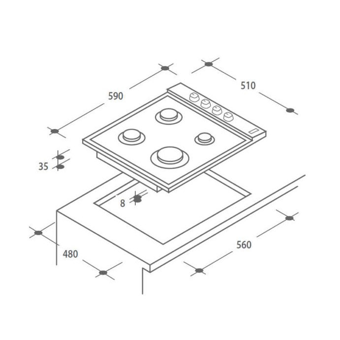 Plita Incorporabila Candy CFX 64, 4 Arzatoare, Gaz, Inox - eMAG.ro