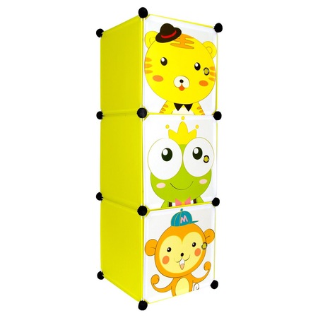 Dulap pentru copii S-Home cu 3 compartimente, model vesel colorat ...