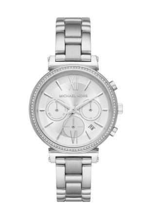 Michael Kors, Ceas cronograf cu bratara metalica Sofie, Argintiu - eMAG.ro