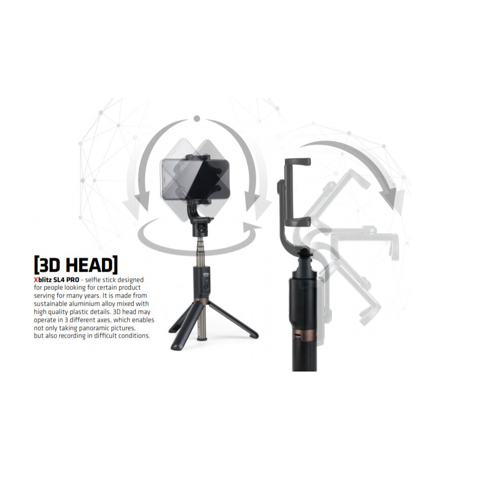 Set selfie Stick cu trepied si telecomanda Bluetooth Xblitz SL4 PRO ...