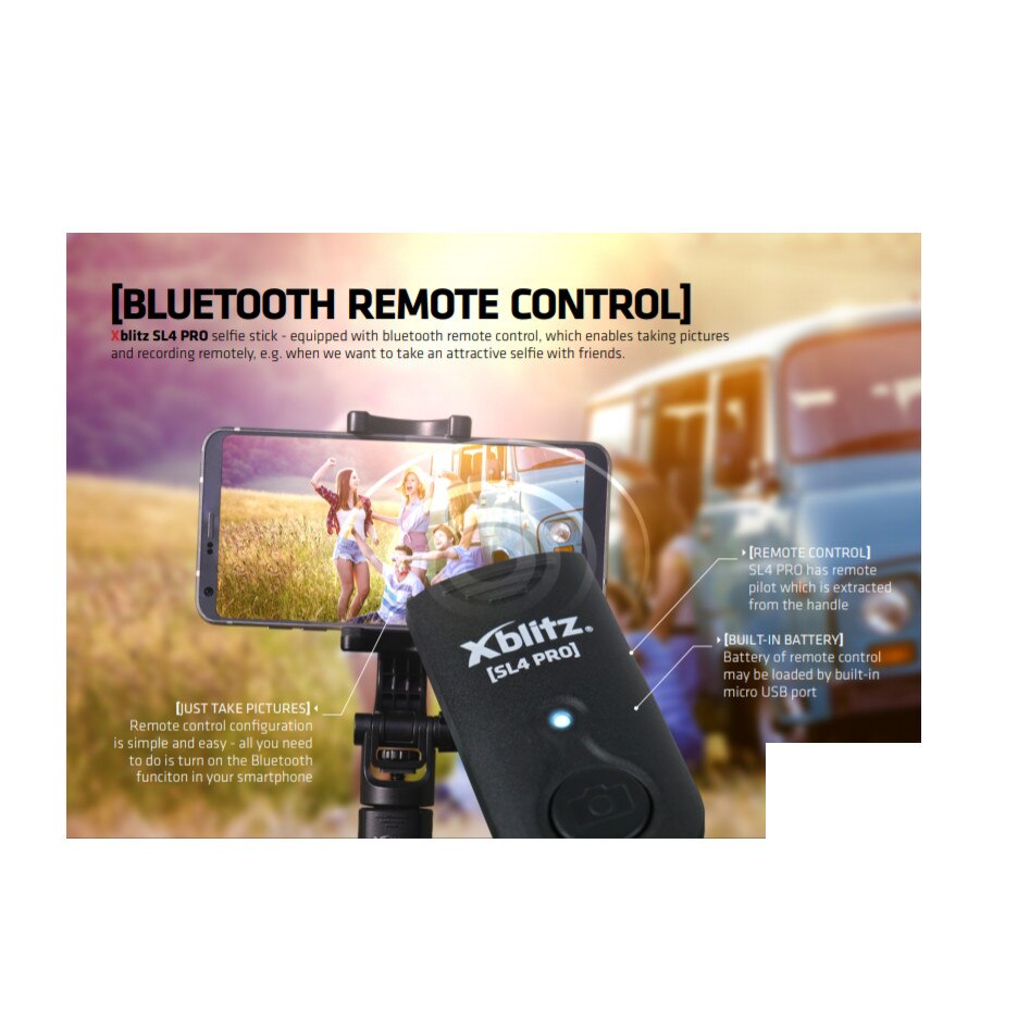 Set selfie Stick cu trepied si telecomanda Bluetooth Xblitz SL4 PRO ...