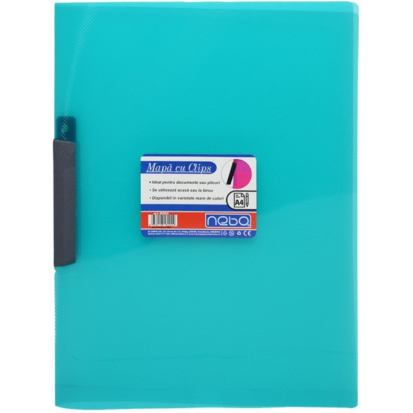 Mapa NEBO din plastic cu clips A4 translucida Verde MINT, Robentoys ...