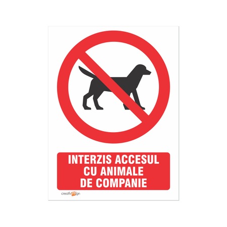 Indicator Interzis accesul cu animale de companie, 20x30cm, pvc rigid ...
