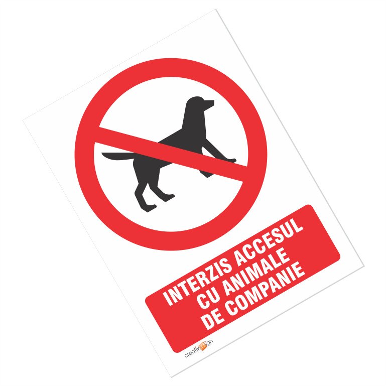 Indicator Interzis accesul cu animale de companie, 20x30cm, pvc rigid ...