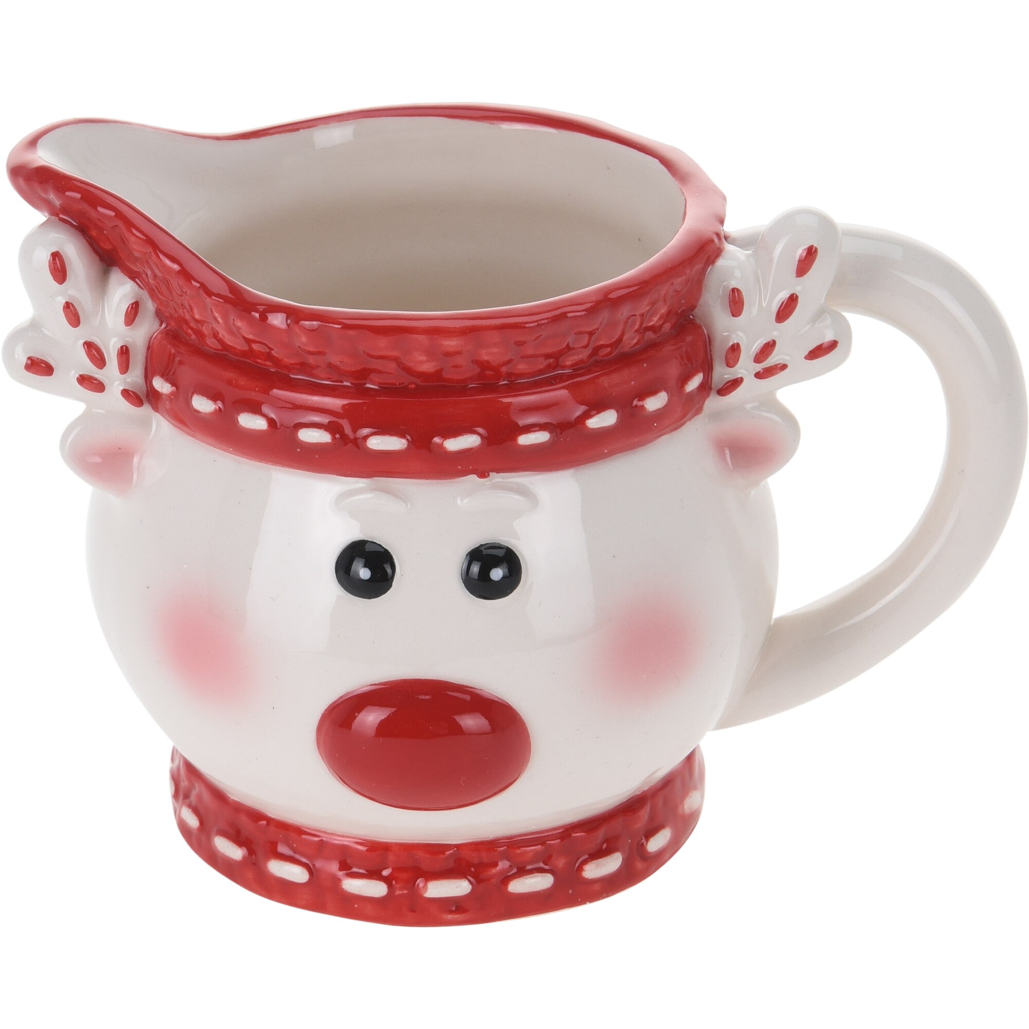 Cana lapte in forma de ren cu nas Rosu eNoelle, Alb si Rosu, 135 x 95 x ...